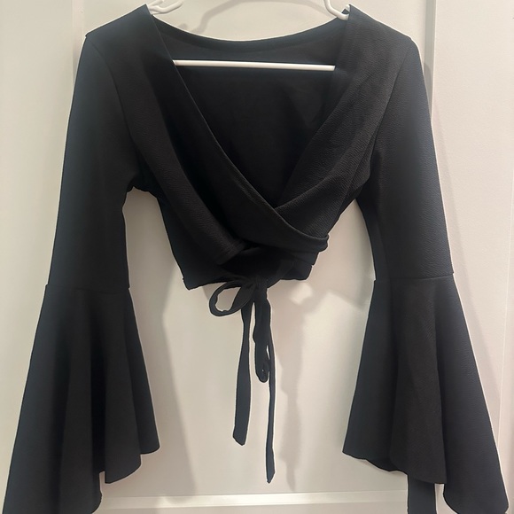 SHEIN | Tops | Crossover In The Front Shein Black Shirt | Poshmark